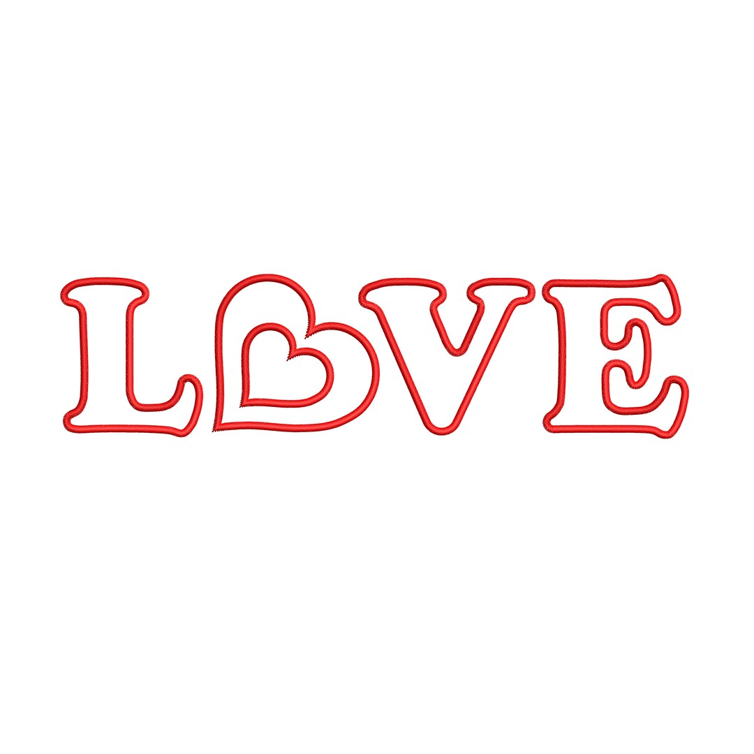 Love Embroidery Design, Love Outline Heart Machine Embroidery Pattern ...