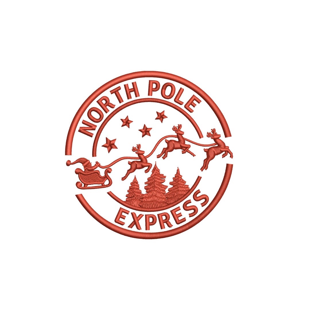 North Pole Embroidery Design, Santa Post Stamp Embroidery File, Santa ...