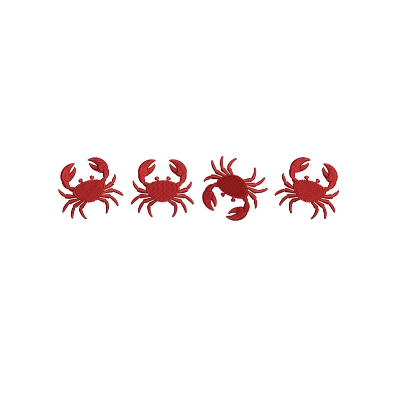 Red Crab Embroidery Design, Coastal Nautical Machine Embroidery File, 4 ...