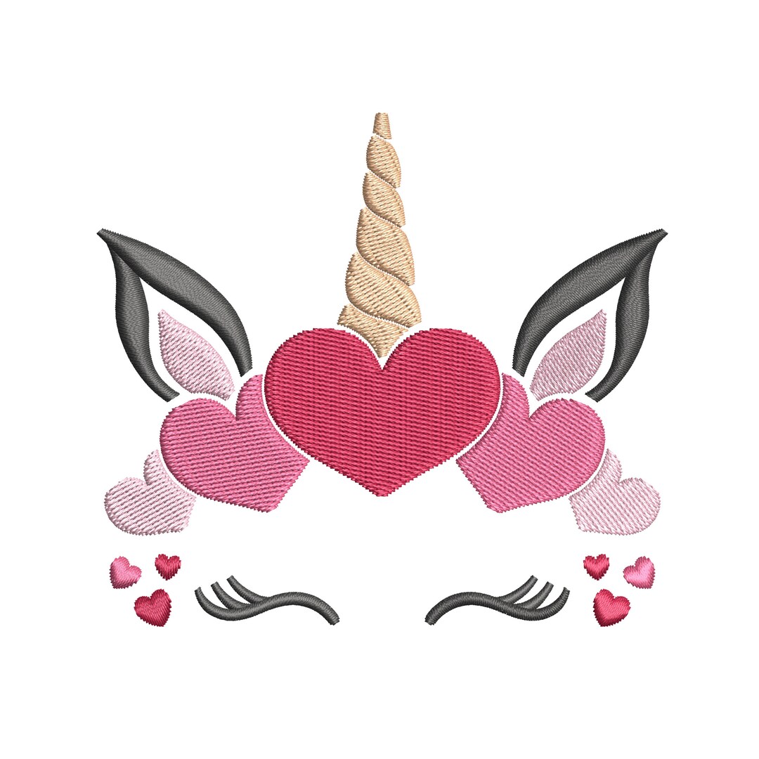 Unicorn Embroidery Design, Girl Unicorn Hearts Machine Embroidery ...