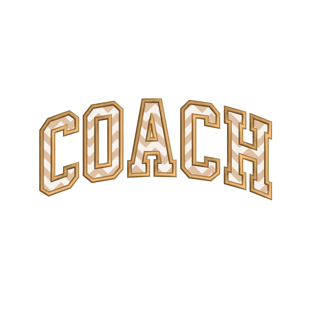 Coach Arched Applique Embroidery Design, Trainer Machine Embroidery ...