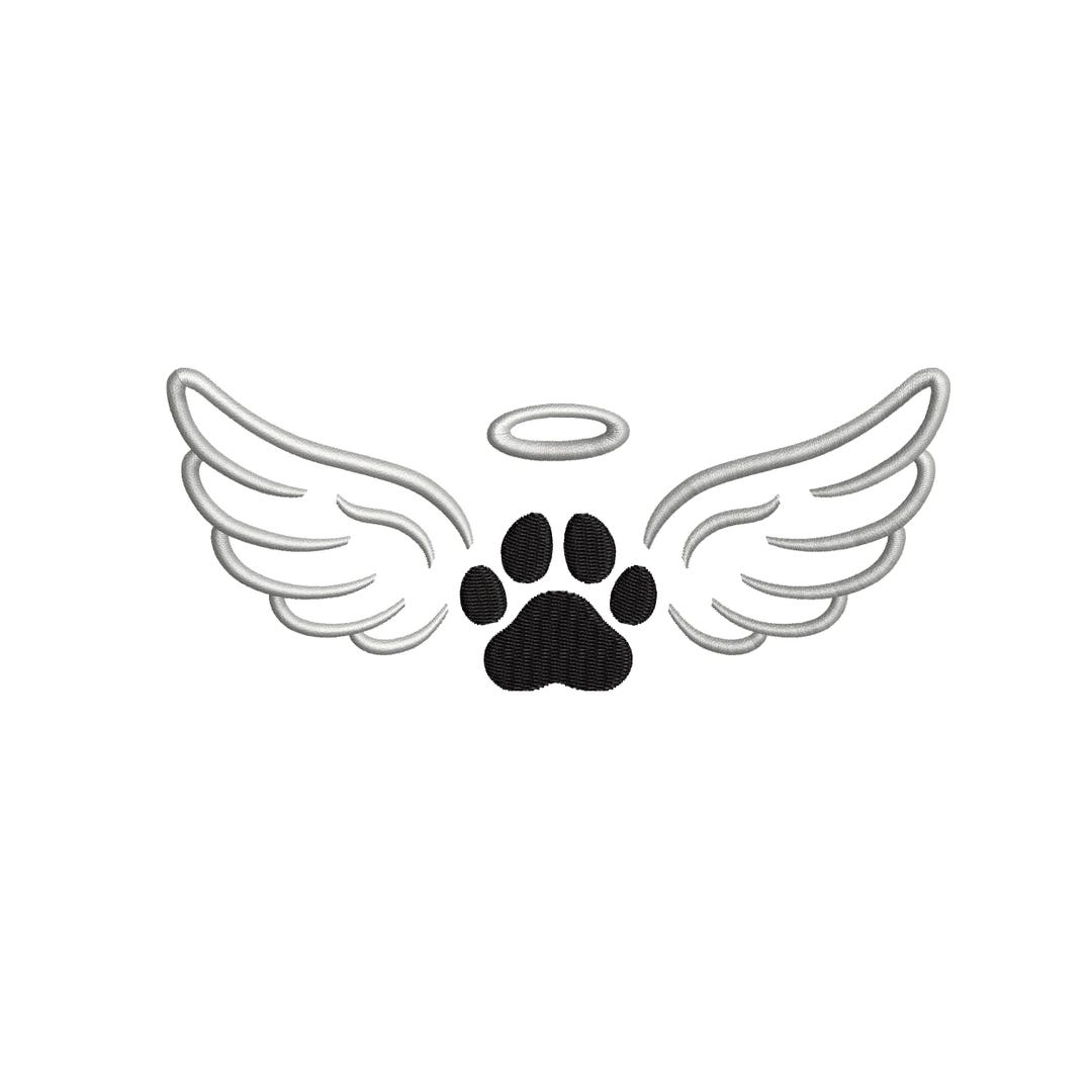 Paw Print Angel Wings Embroidery Design, Pet Memorial, Instant Download ...