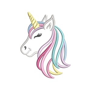 Unicorn Embroidery Design, Cute Line Unicorn Machine Embroidery File ...