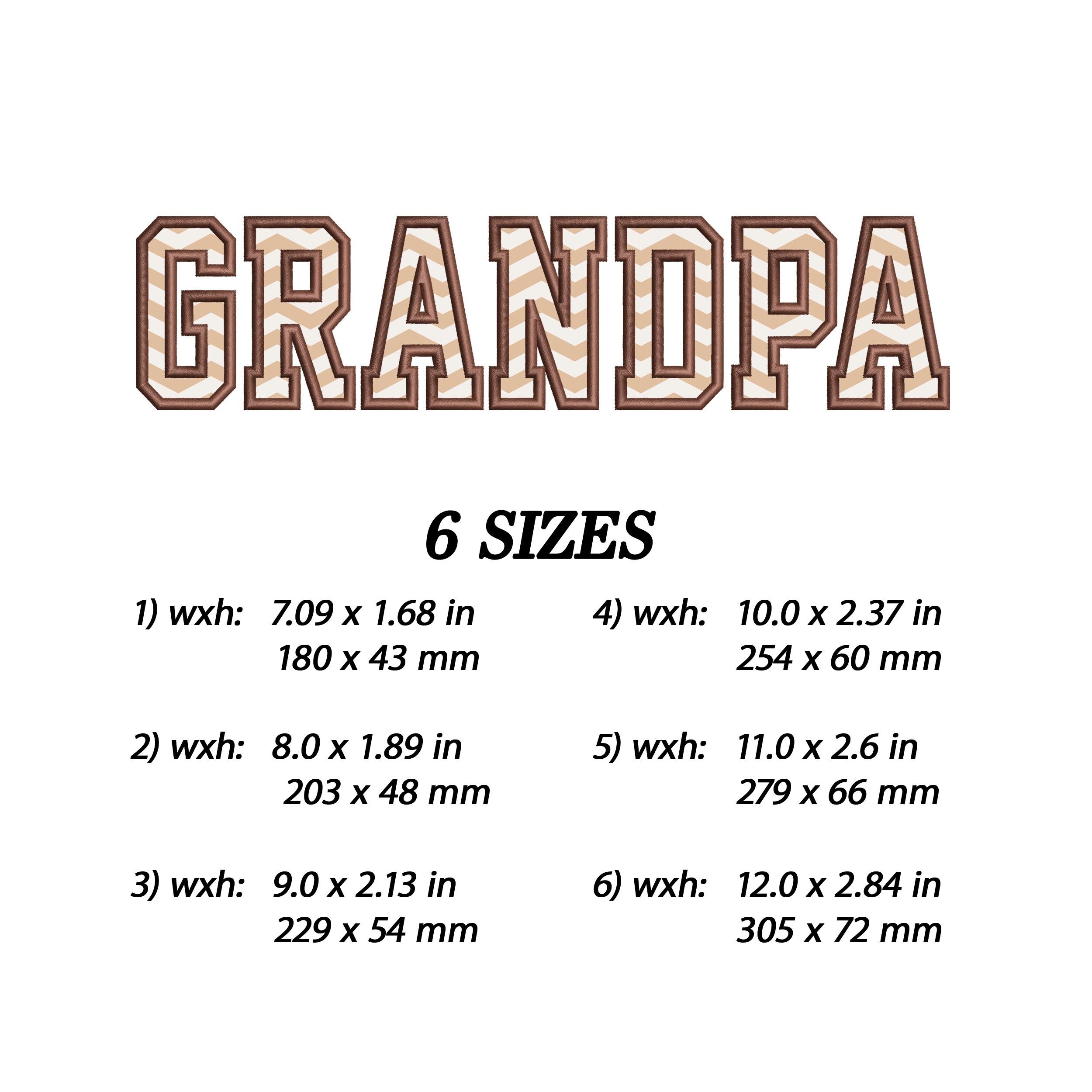 Grandpa Applique Embroidery Design, Outline File, 6 Sizes, Instant ...