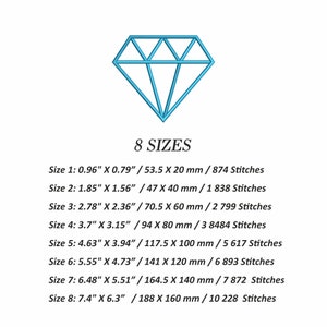 Diamond Outline Embroidery Design, Machine Embroidery, 8 Sizes, Digital ...
