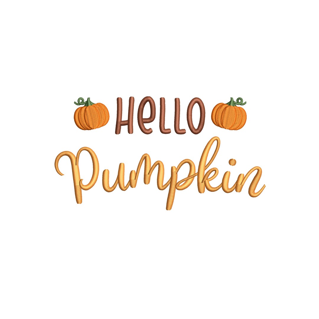 Hello Pumpkin Embroidery Design, Autumn Fall Machine Embroidery File, 6 ...