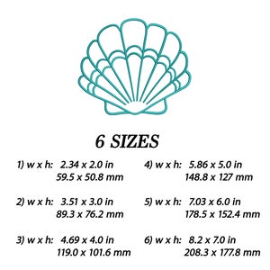 Seashell Outline Embroidery Design, Sea Shell Silhouette, 6 Sizes ...