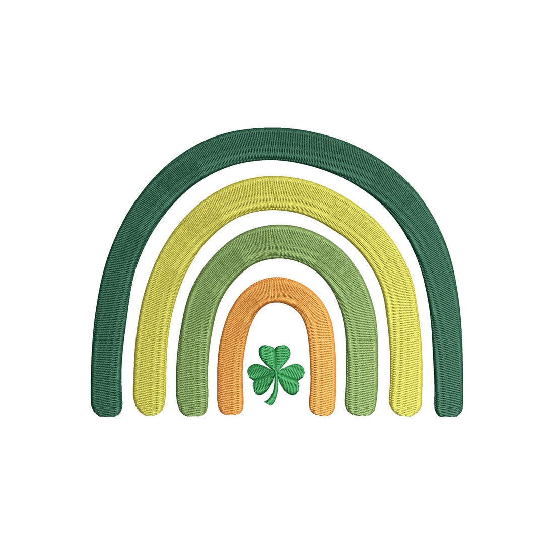 Boho Irish Rainbow Machine Embroidery Design, Shamrock Machine ...