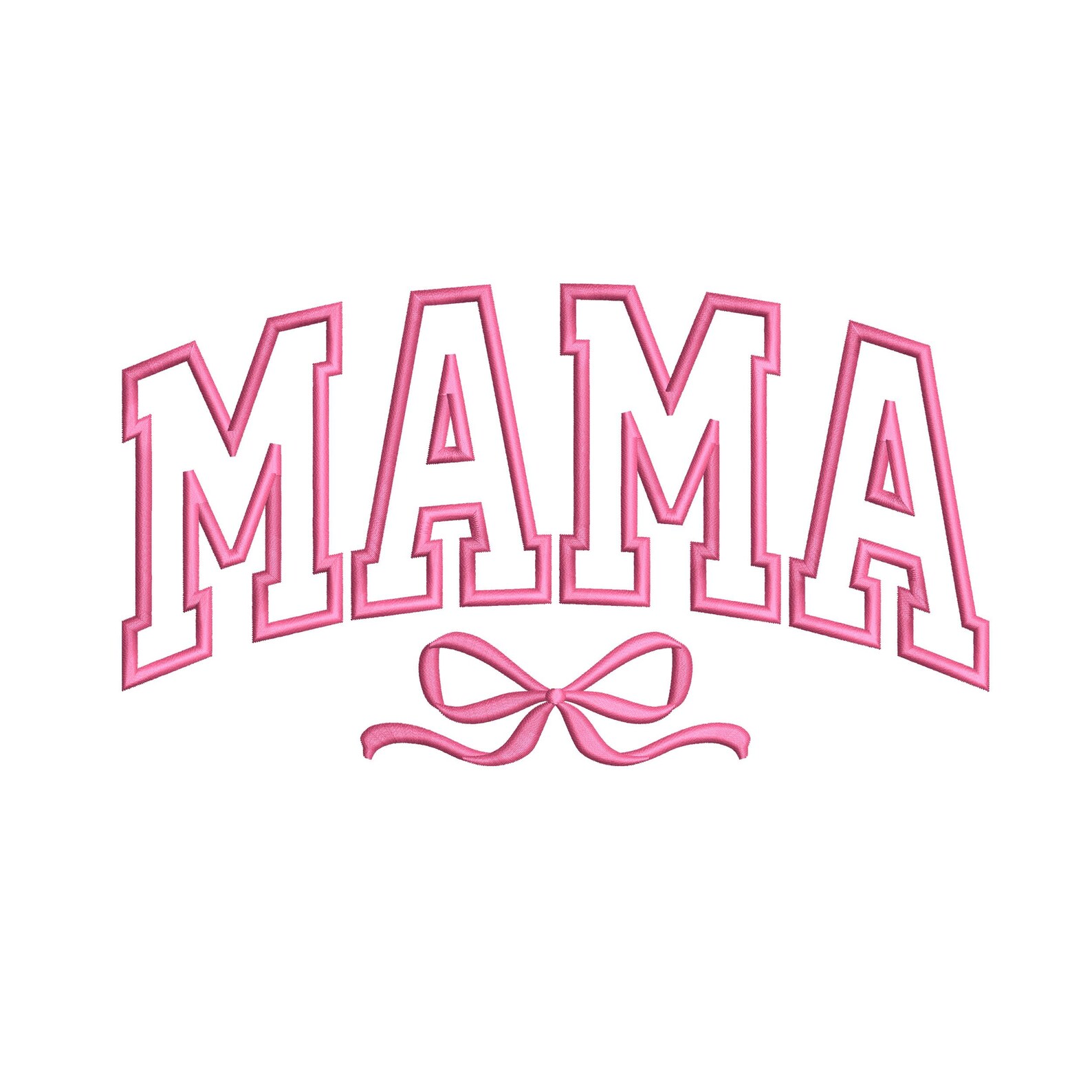 Mama Arched Outline Applique Embroidery Design, Ribbon Bow Embroidery ...