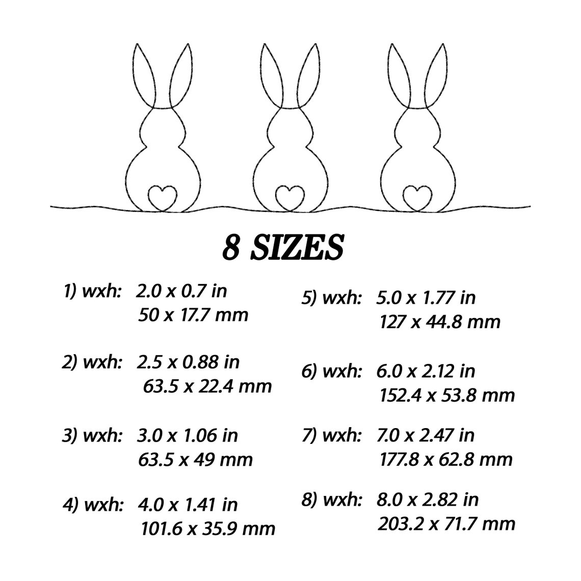 Easter Bunny Outline Embroidery Design: Three Rabbits Silhouette ...