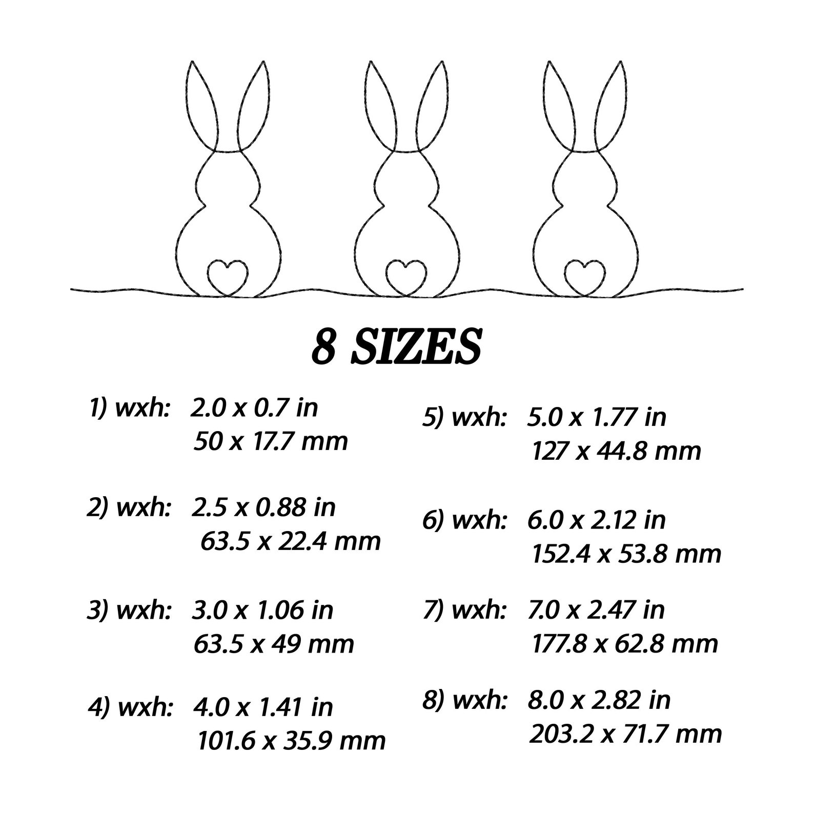 Easter Bunny Outline Embroidery Design: Three Rabbits Silhouette ...