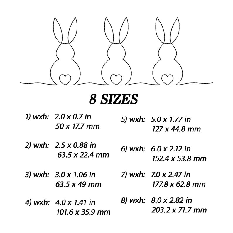 Easter Bunny Outline Embroidery Design: Three Rabbits Silhouette ...