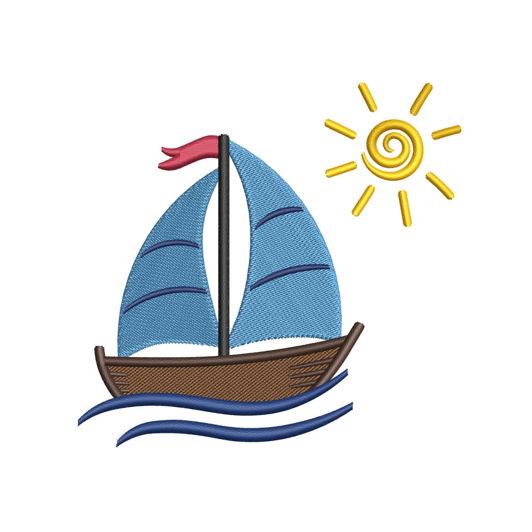 Boat Machine Embroidery Design Sailboat Wiht Sun Machine Embroidery ...