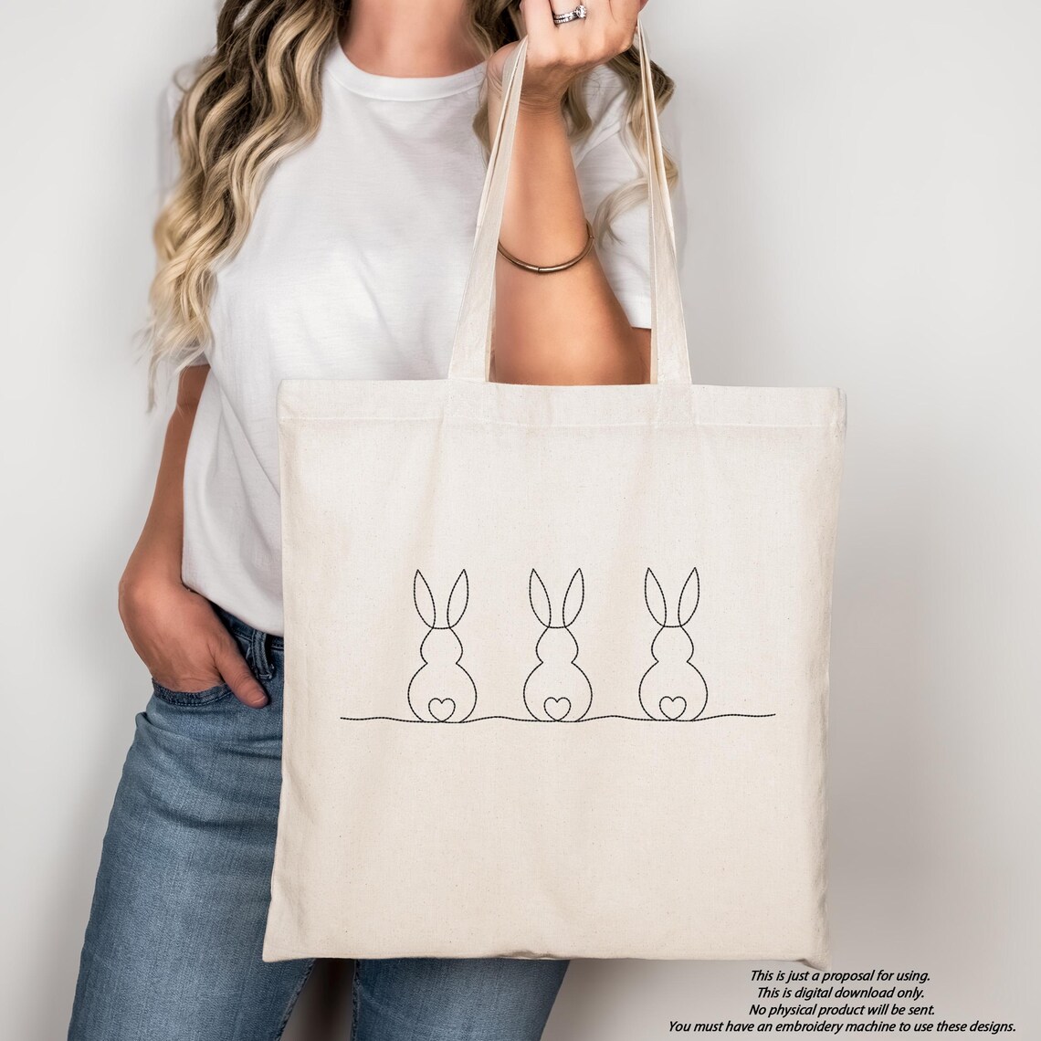 Easter Bunny Outline Embroidery Design: Three Rabbits Silhouette ...