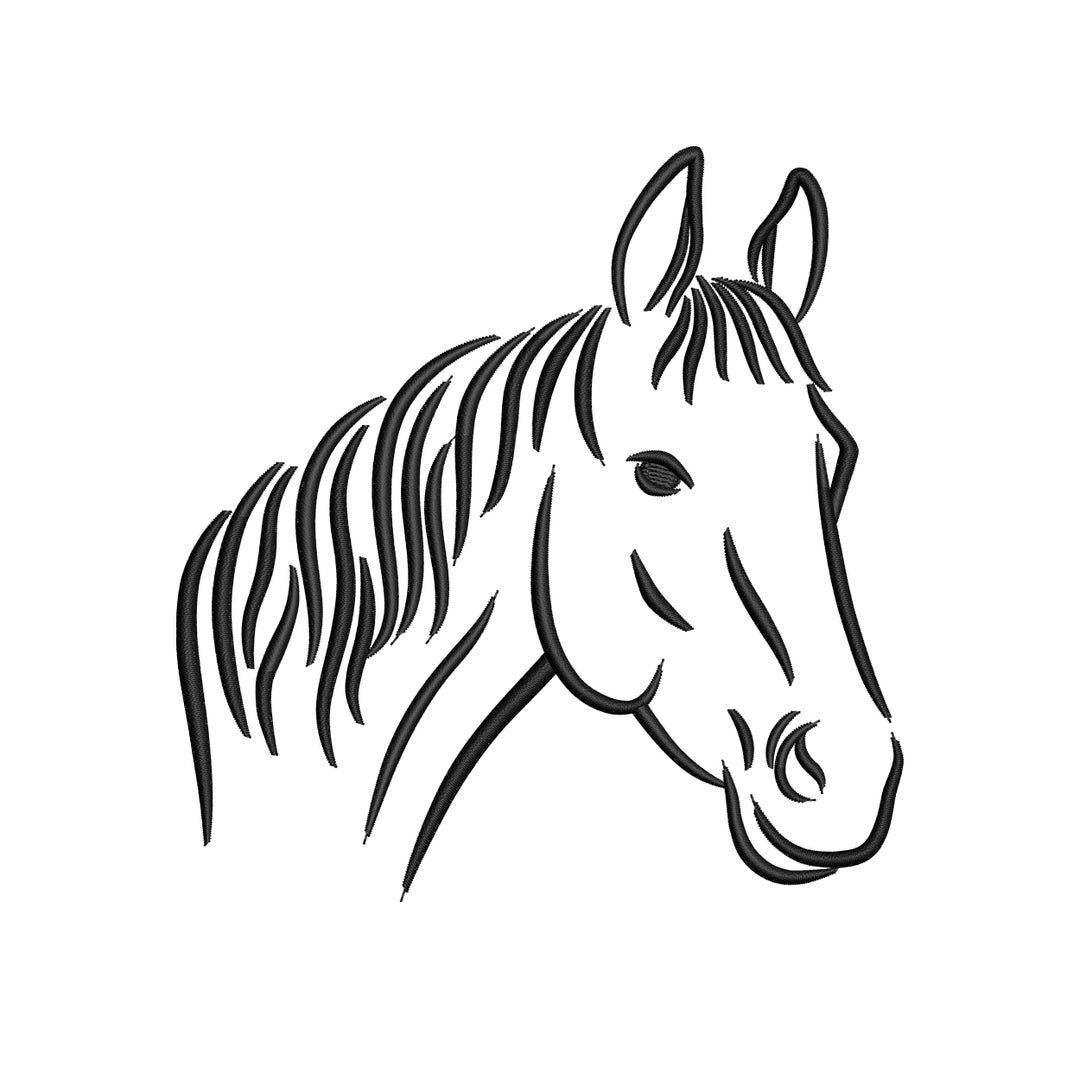 Horse Embroidery Design, Horse Head Outline Machine Embroidery Pattern ...