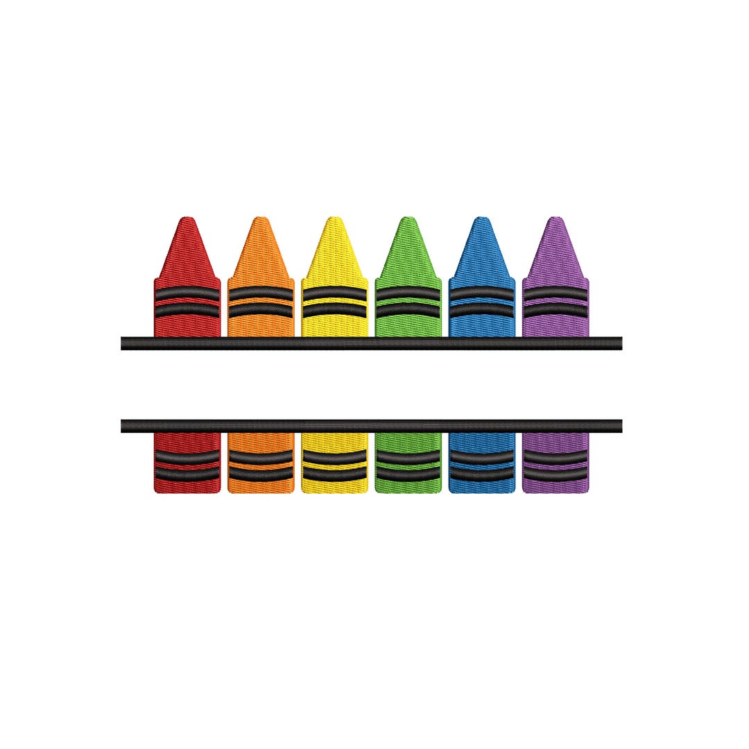 Split Pencils Embroidery Design, School Wax Crayons, Instant Download ...