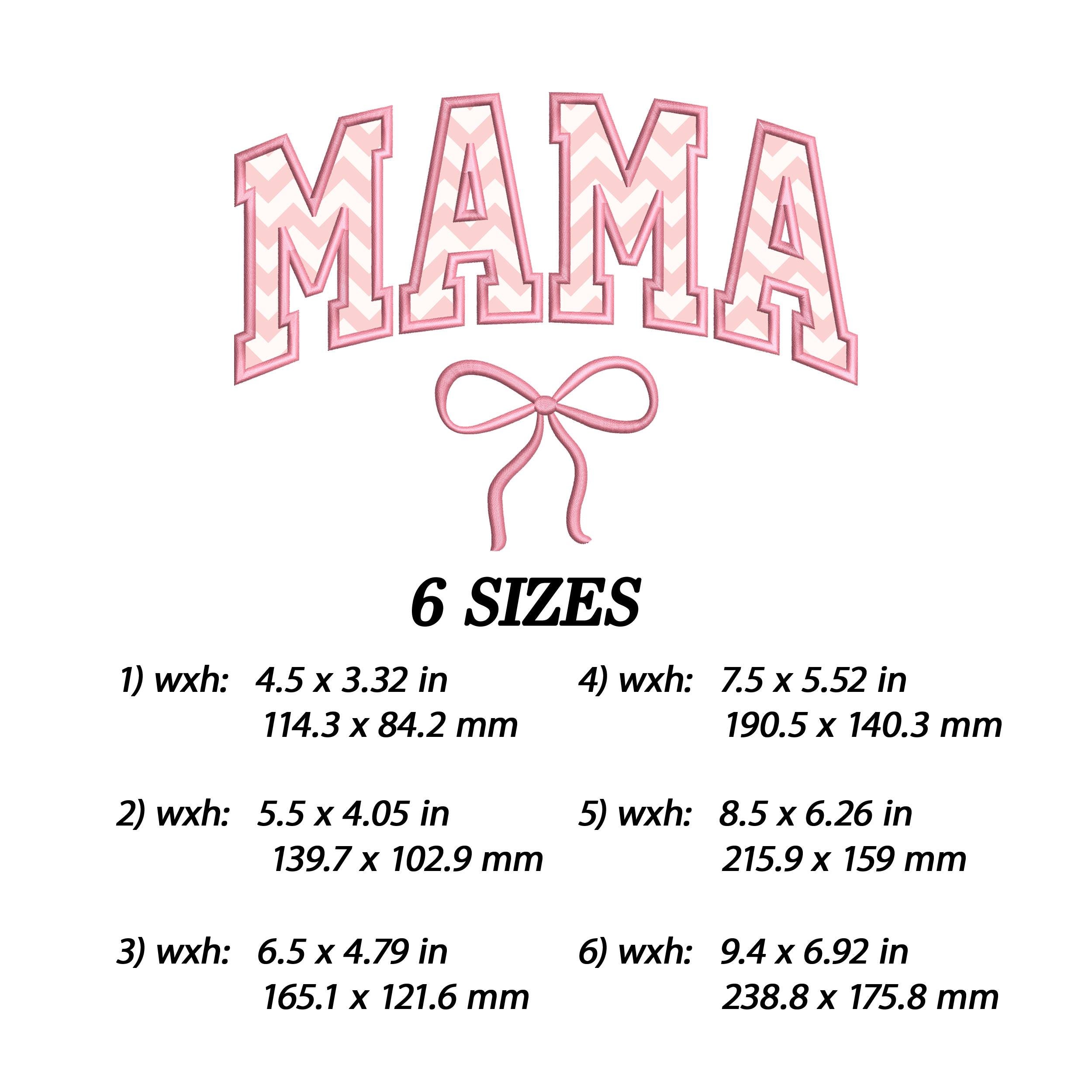 Mama Applique Embroidery Design, Mother Day Embroidery File, Ribbon Bow ...