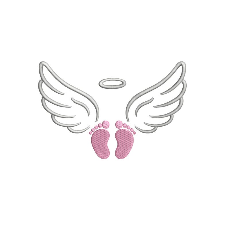 Baby Angel Wings Embroidery Design, Feet With Halo, Instant Download, 6 ...