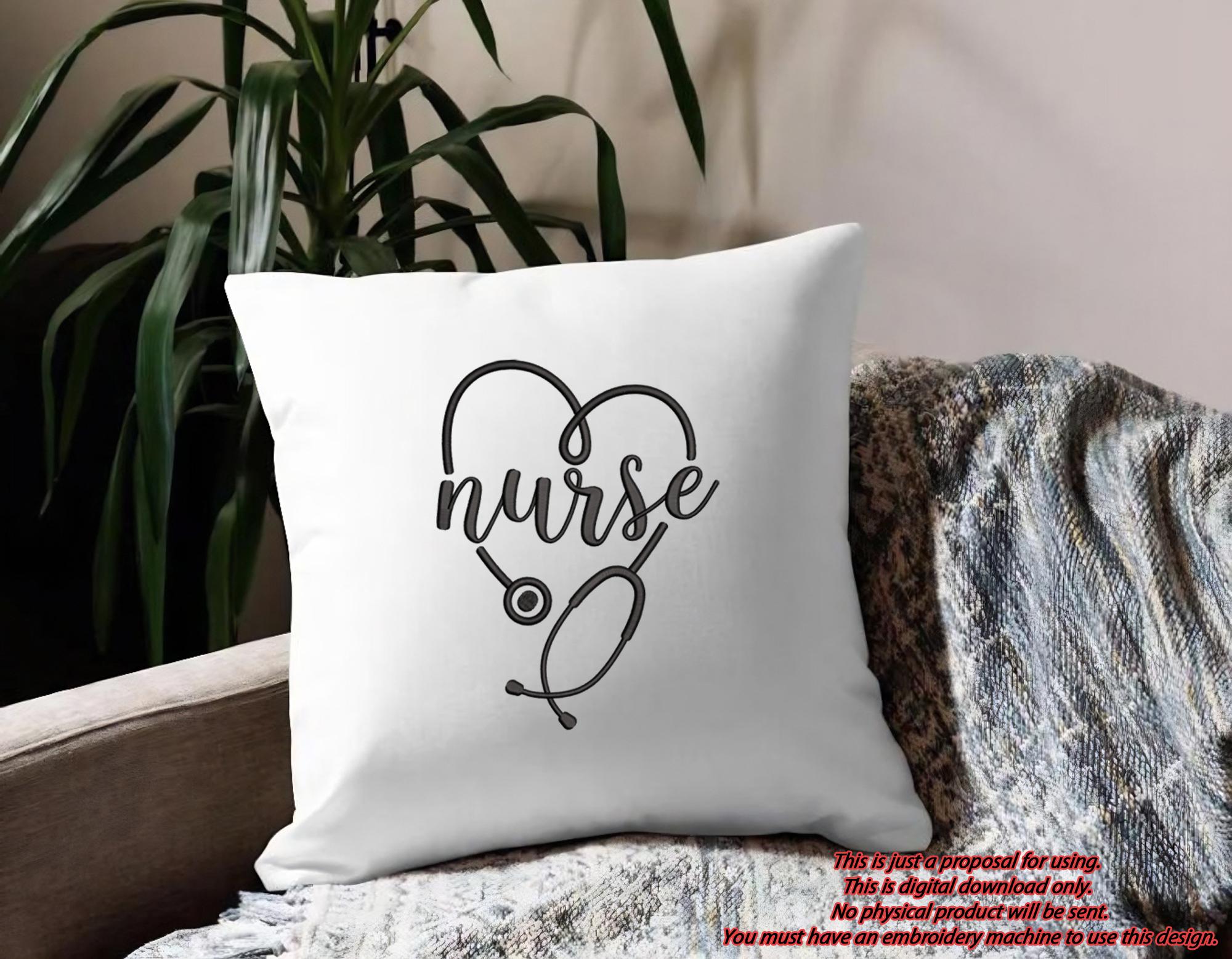 Nurse Embroidery Design, Heart Stethoscope Embroidery File, 4 Sizes ...