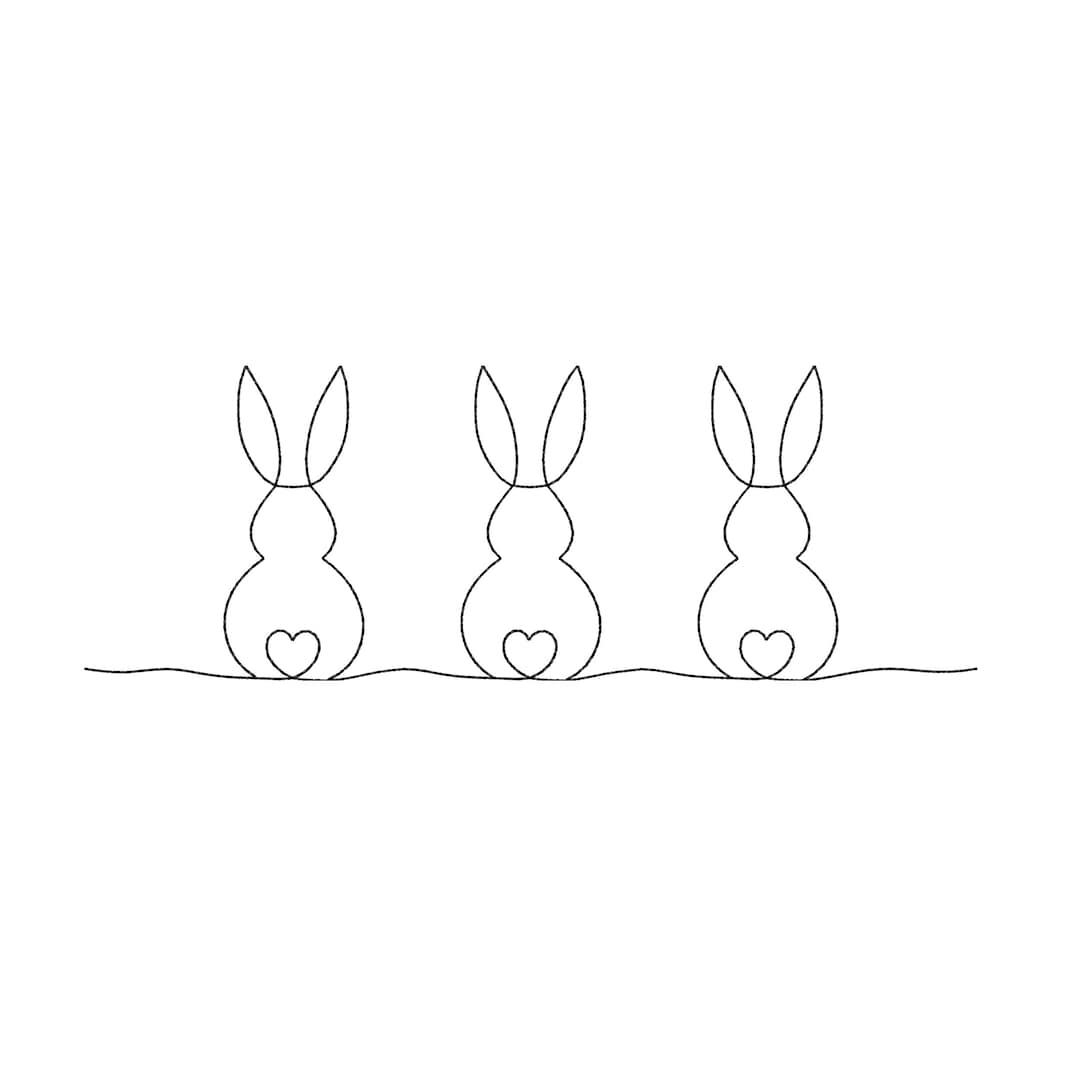 Easter Bunny Outline Embroidery Design: Three Rabbits Silhouette ...