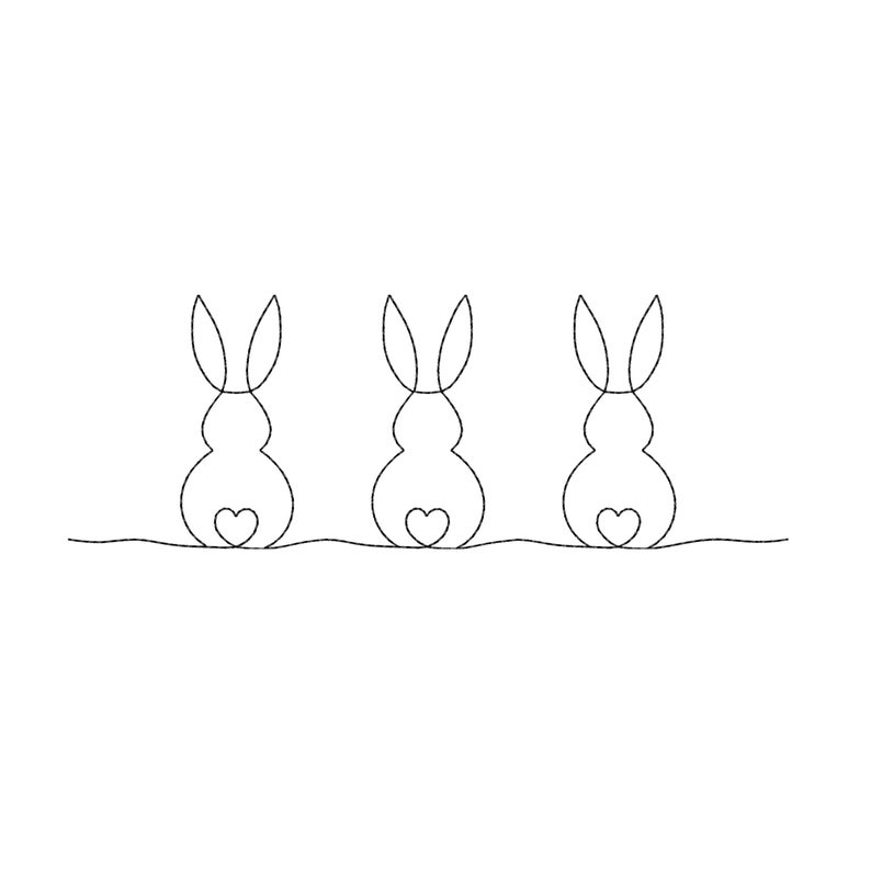 Easter Bunny Outline Embroidery Design: Three Rabbits Silhouette ...