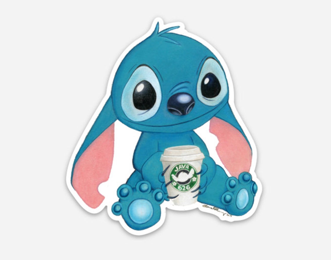 Stitch Inspired Coffee Vinyl Sticker - Etsy