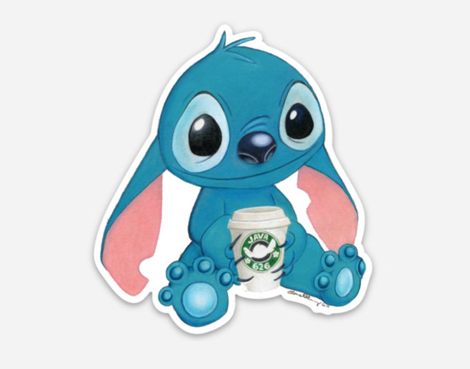 Stitch Inspired Coffee Vinyl Sticker - Etsy