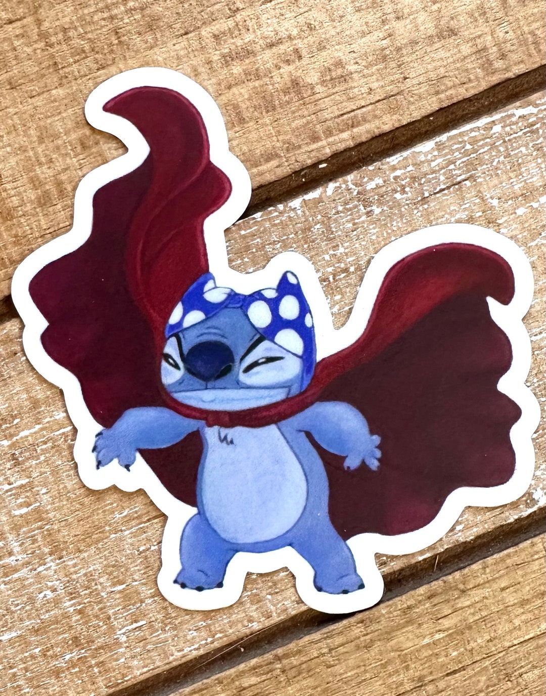 Superhero Stitch Inspired Vinyl Sticker, Colored Pencil Art - Etsy