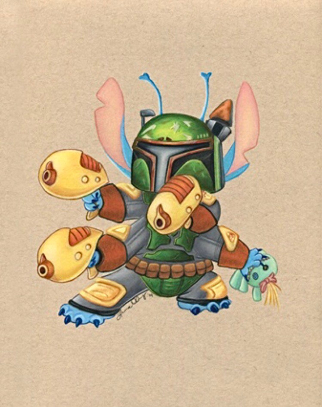 Boba Stitch Art Print Inspired by Boba Fett and Stitch - Etsy
