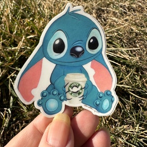 Stitch Inspired Coffee Vinyl Sticker - Etsy