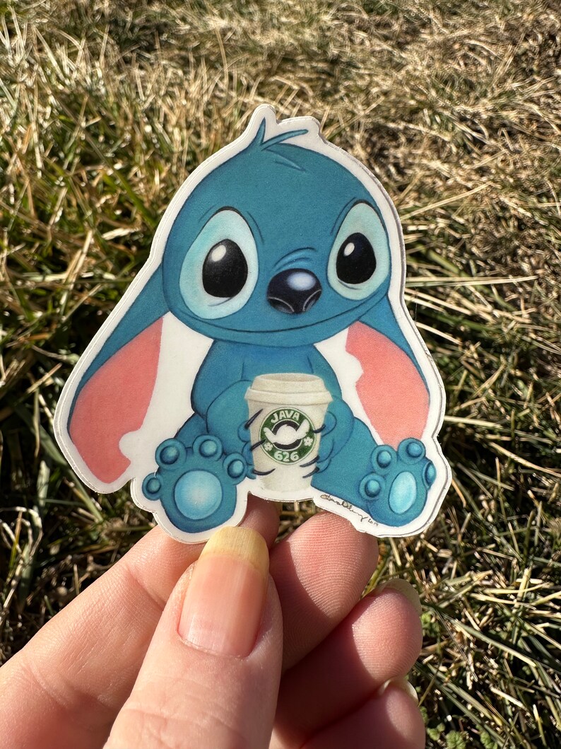 Stitch Inspired Coffee Vinyl Sticker - Etsy