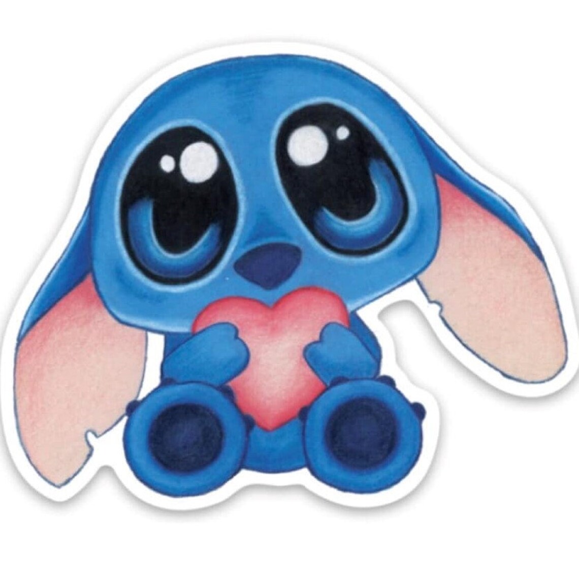 Stitch Inspired Love Vinyl Sticker, Colored Pencil Art - Etsy