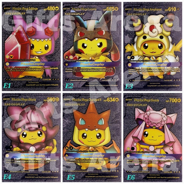 Gold Pikachu Cosplay Charizard Card - Etsy