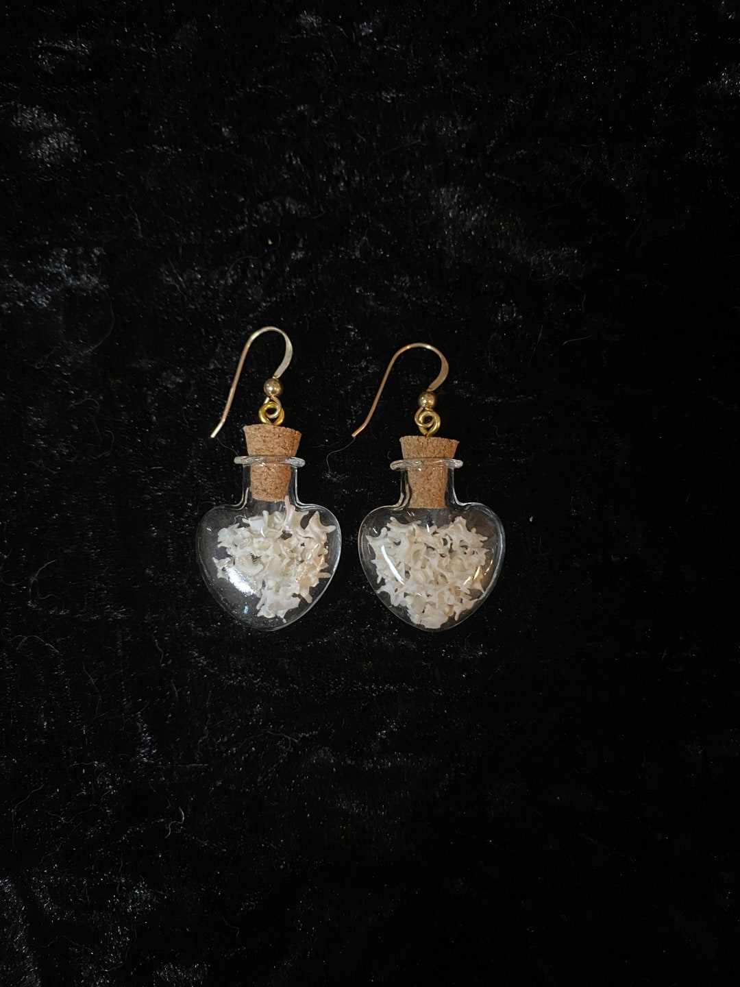 Heart Shaped Earrings Vial of Bones Valentine's Day - Etsy