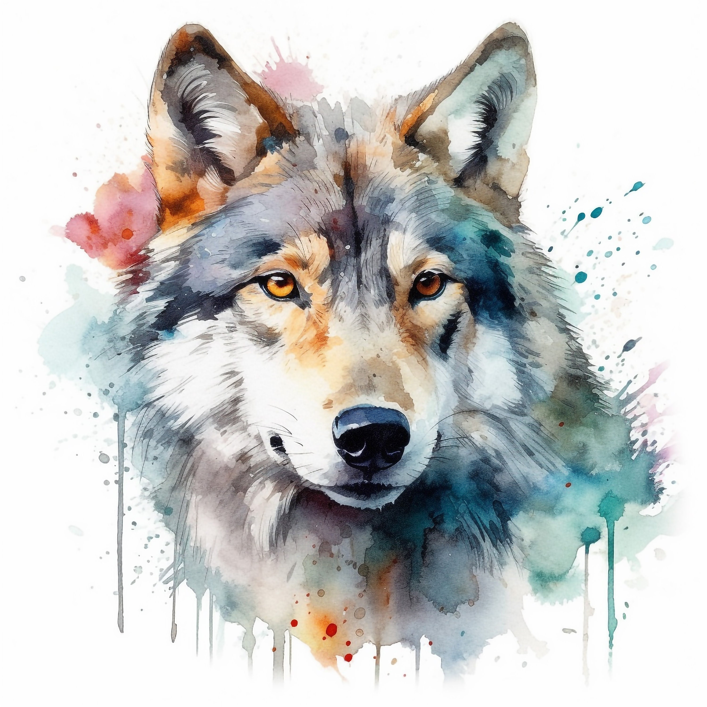 Watercolor Wolf Clipart Set of 10 High Quality Pictures - Etsy