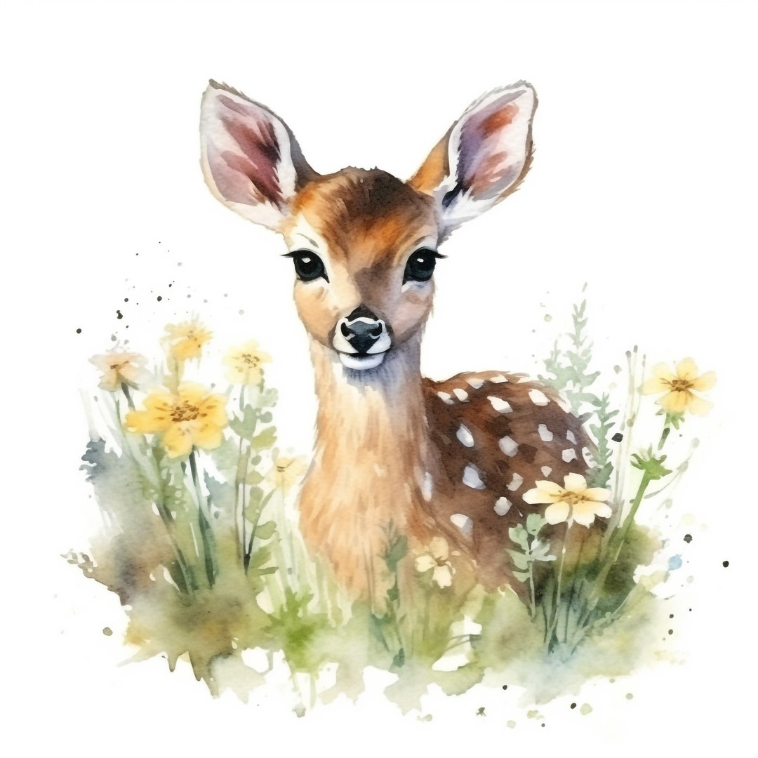 Watercolor Baby Deer Clipart - 10 Digital Clipart Bundle - High Quality ...