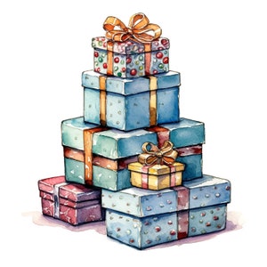 Watercolor Christmas Presents 10 Digital Clipart Bundle High Quality ...