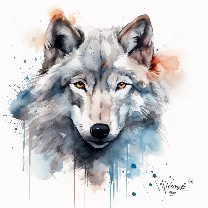 Watercolor Wolf Clipart Set of 10 High Quality Pictures Digital ...