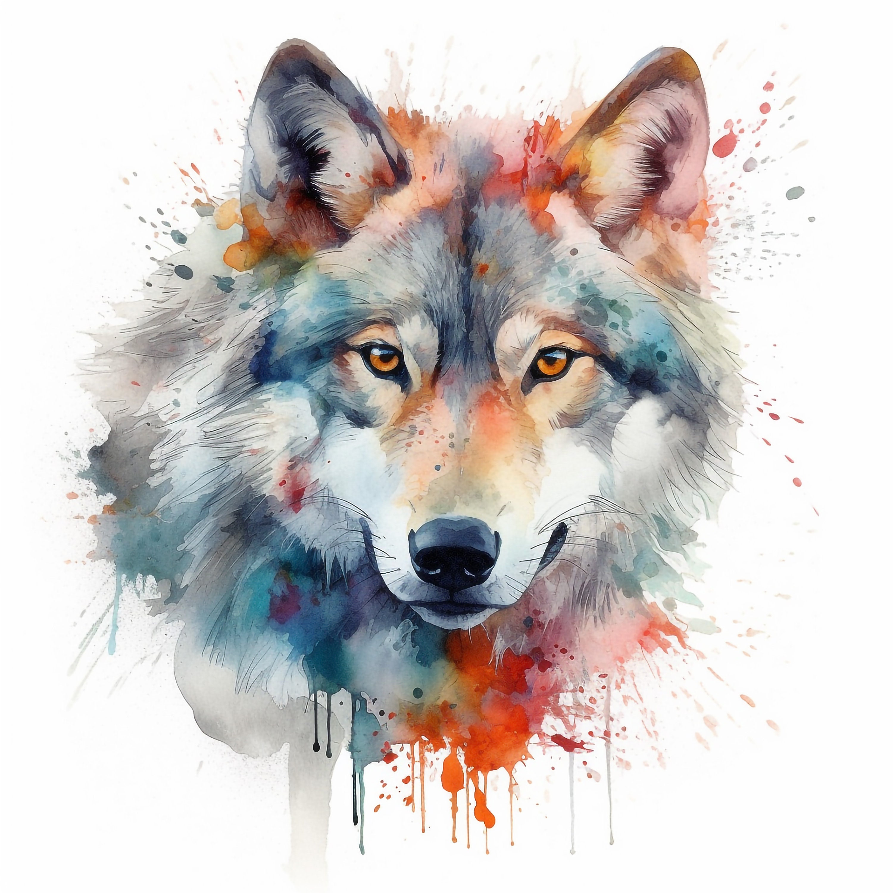 Watercolor Wolf Clipart Set of 10 High Quality Pictures - Etsy