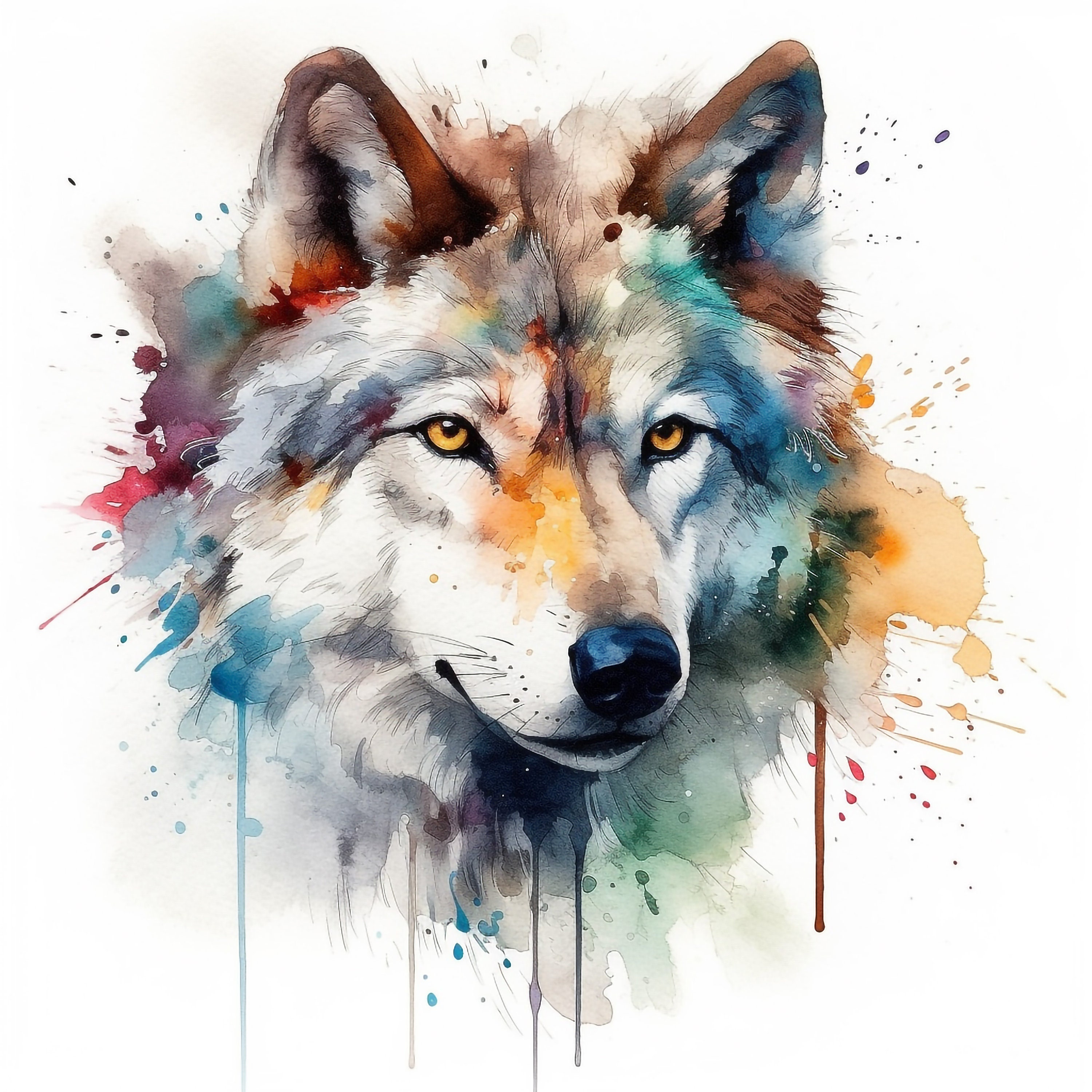 Watercolor Wolf Clipart Set of 10 High Quality Pictures - Etsy