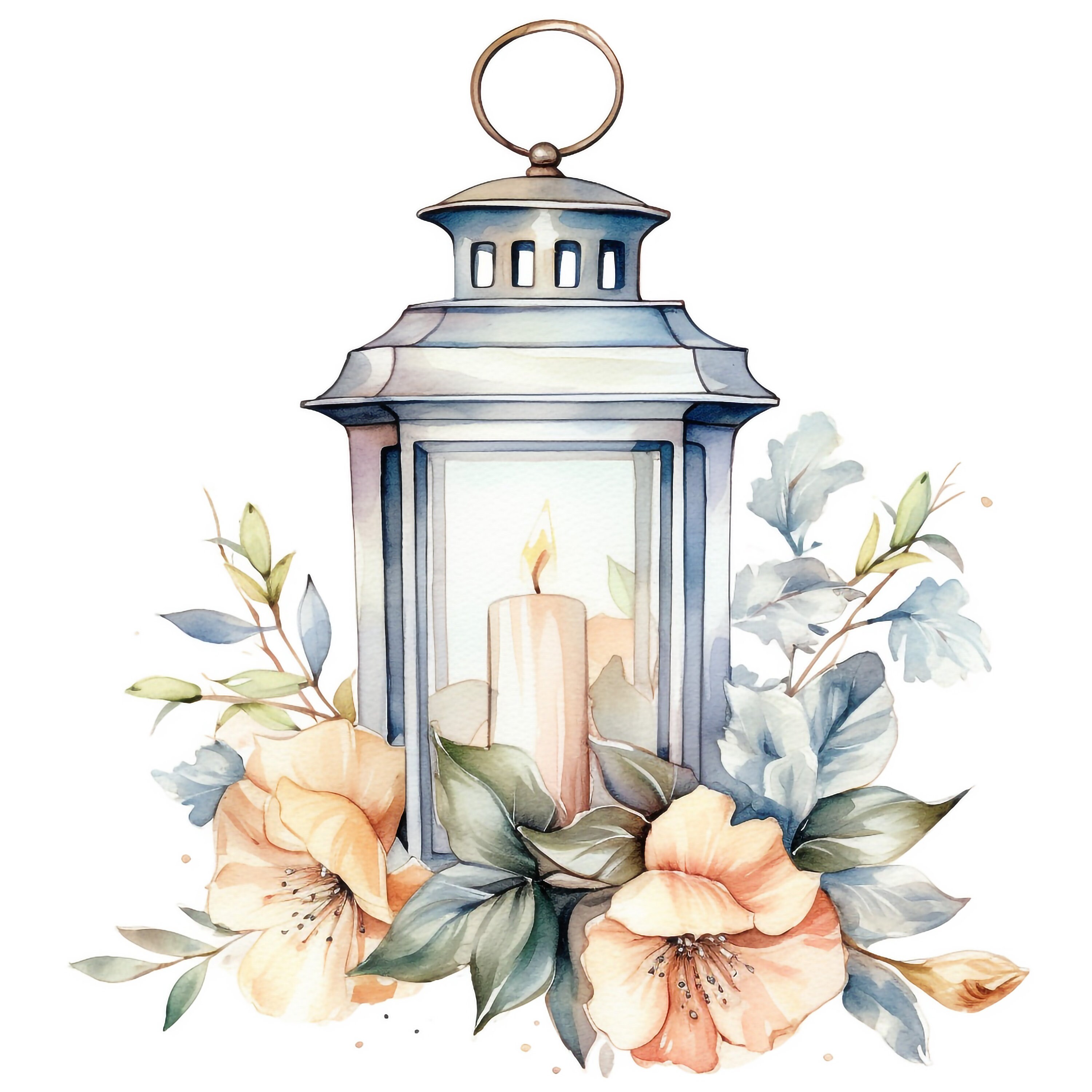 Watercolor Cottagecore Lantern 10 Digital Clipart Bundle - Etsy