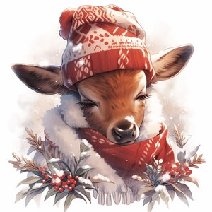 Watercolor Christmas Calf 10 Digital Clipart Bundle High Quality Images ...