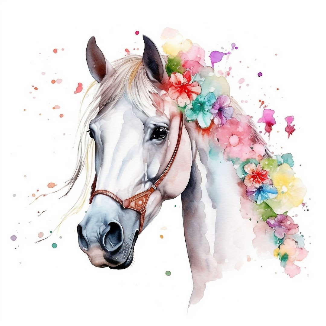 Watercolor Horse Clipart - Set of 10 High Quality Jpegs - Digital ...