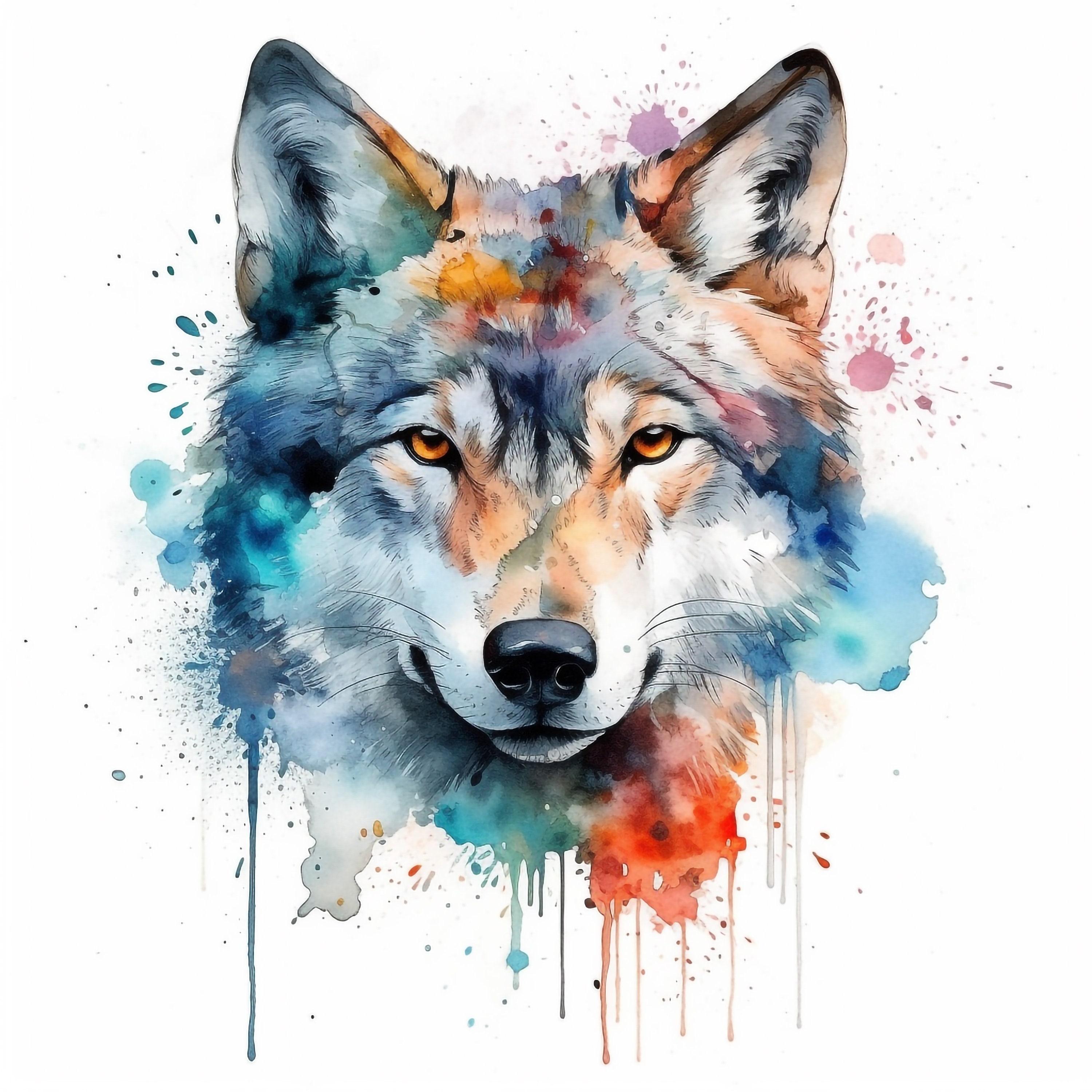 Watercolor Wolf Clipart Set of 10 High Quality Pictures Digital ...