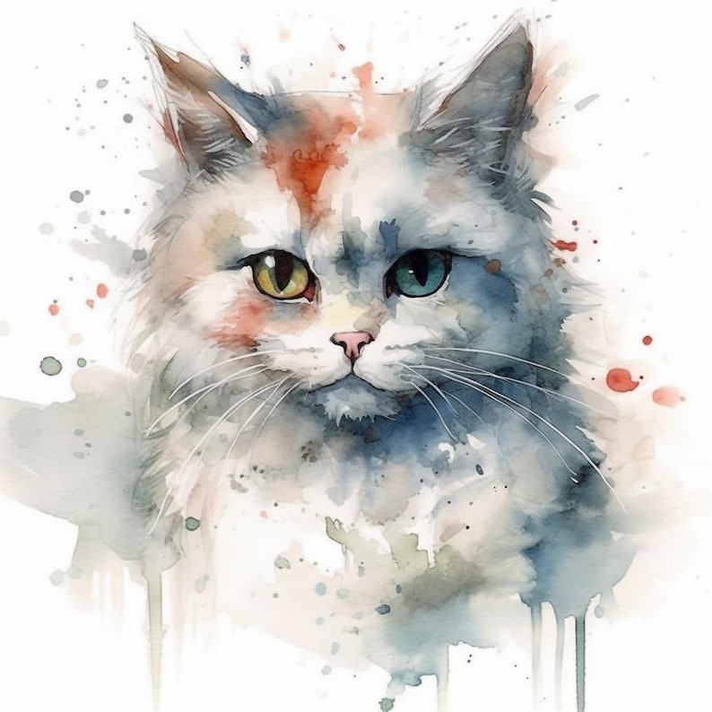 Watercolor Cute Cat Clipart 10 Digital Clipart Bundle High - Etsy