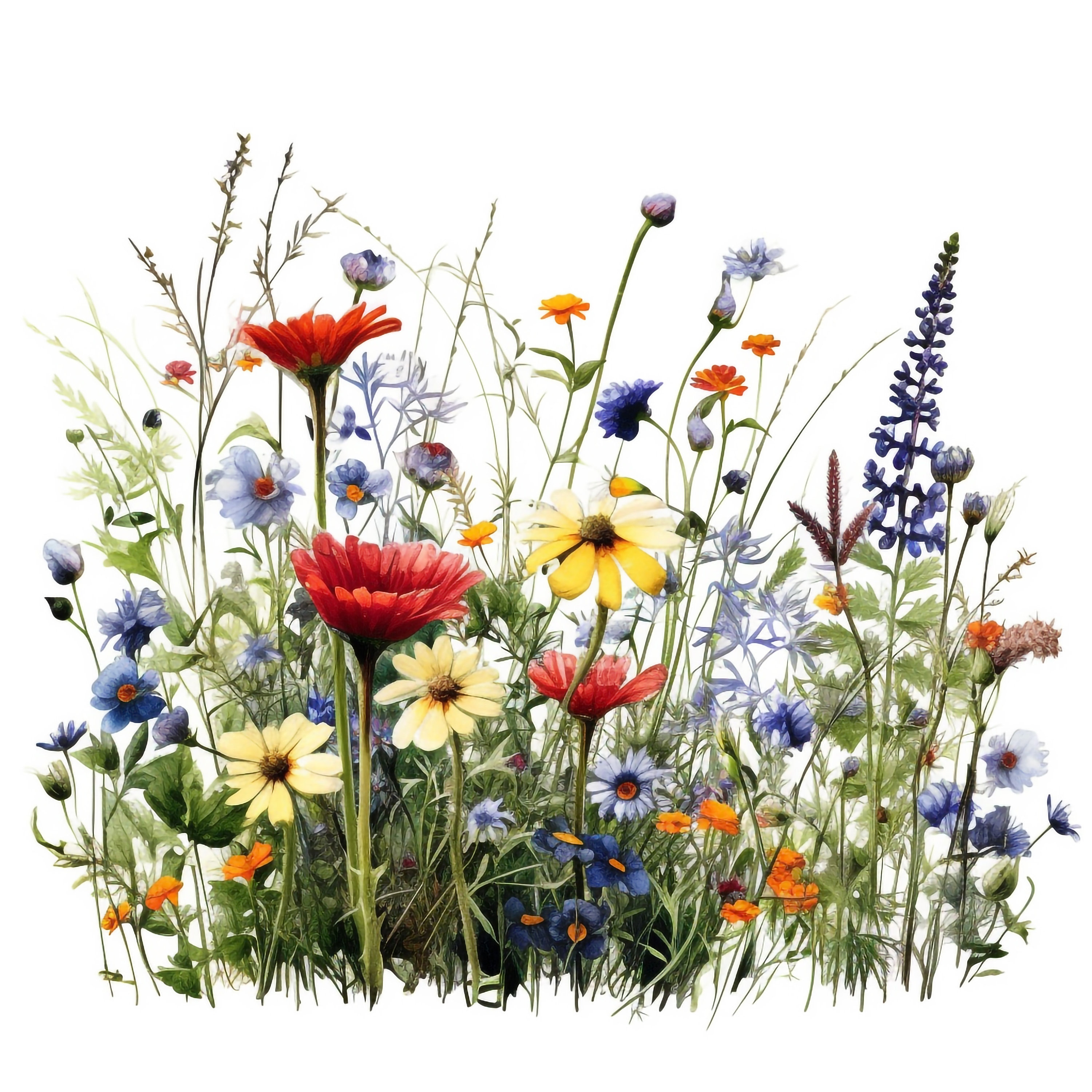Wild Flowers Clipart 10 Digital Clipart Bundle High - Etsy