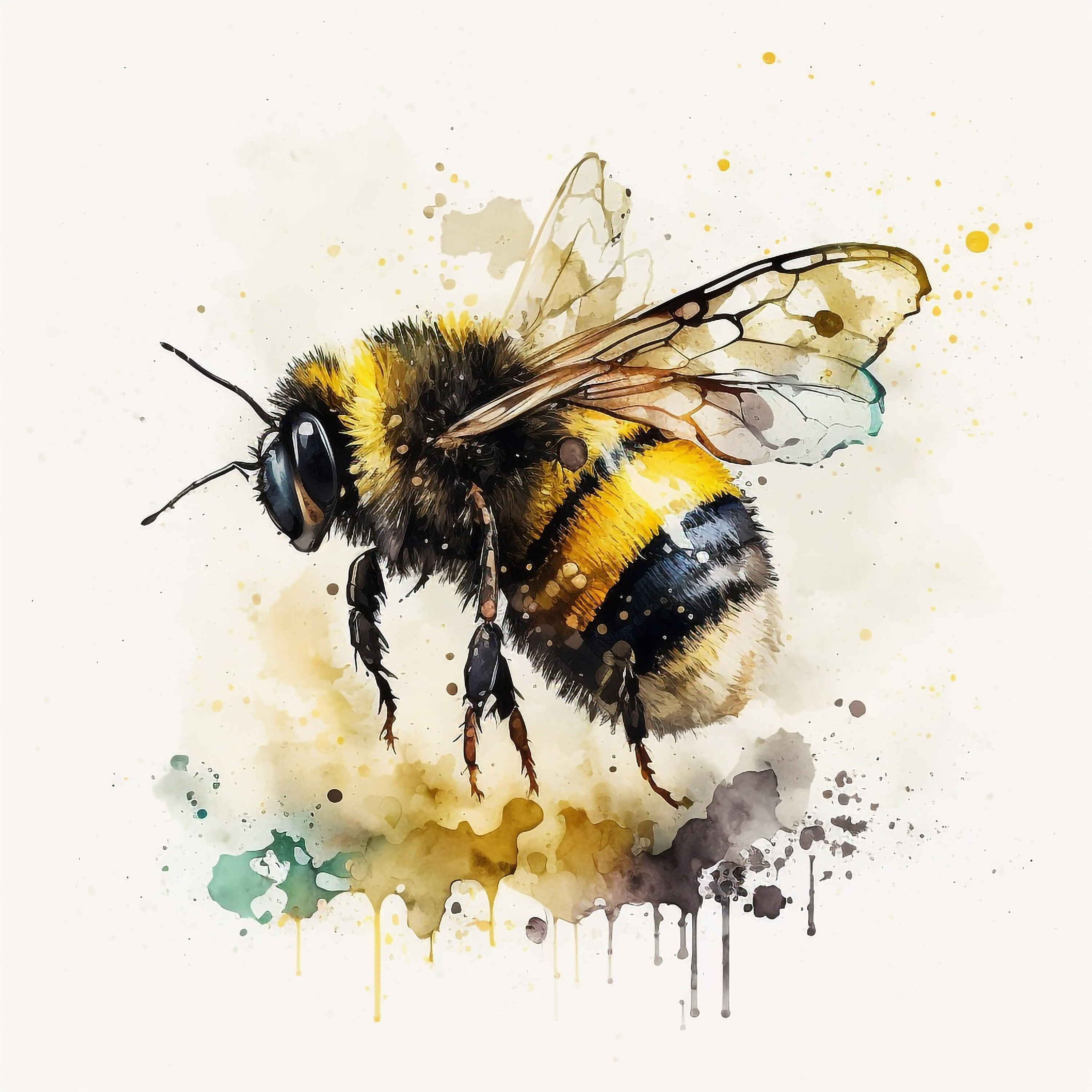 Watercolor Bumblebee Clipart 10 High Quality Jpgs Digital - Etsy