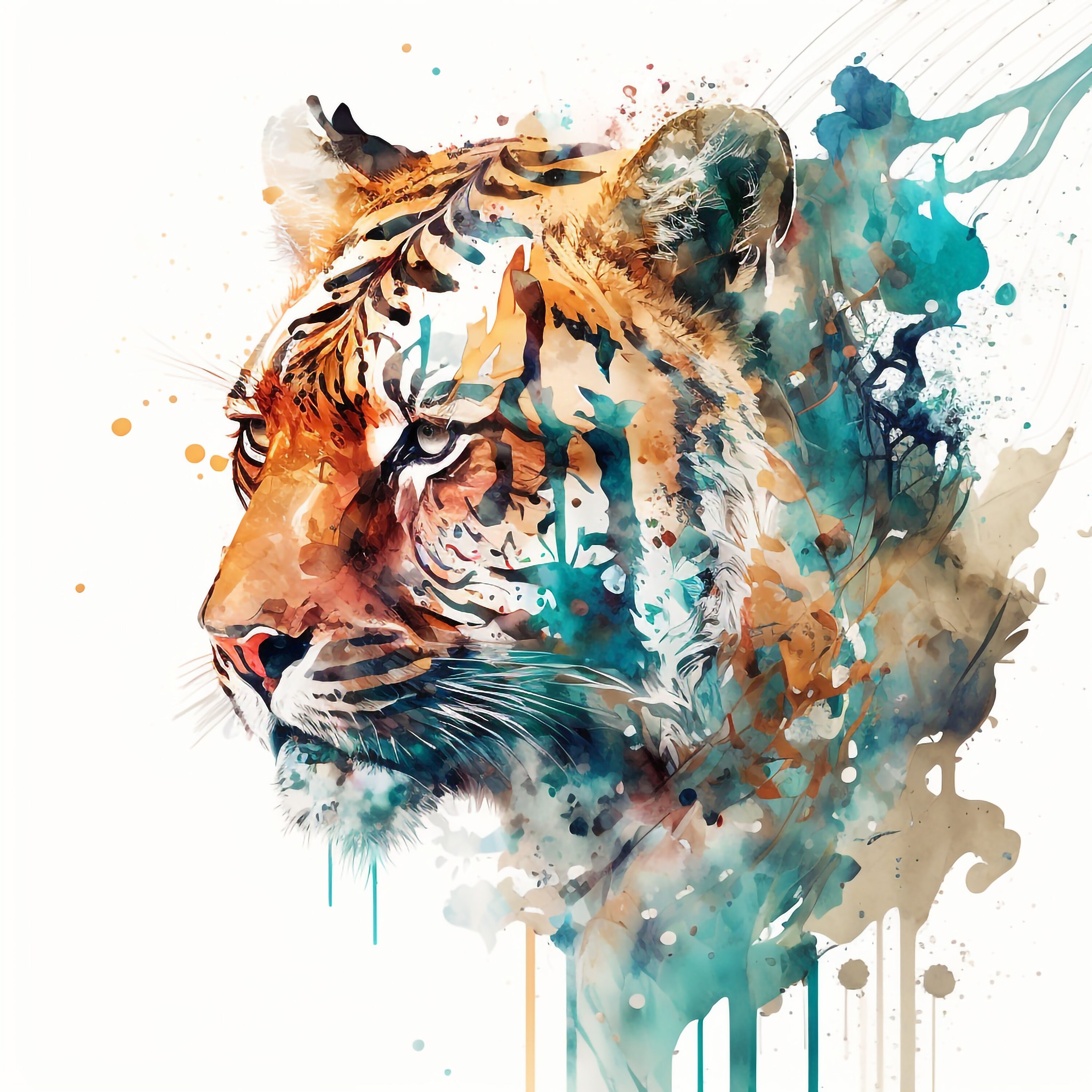 Watercolor Tiger Portrait Set of 10 High Quality Jpgs - Etsy