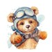 Watercolor Aviator Bear 10 Digital Clipart Bundle High Quality Images ...
