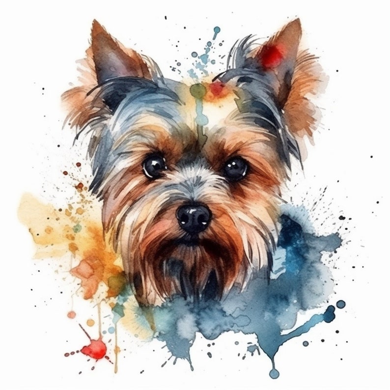 Watercolor Yorkshire Terrier Puppy Clipart Set of 10 High Quality Jpgs ...